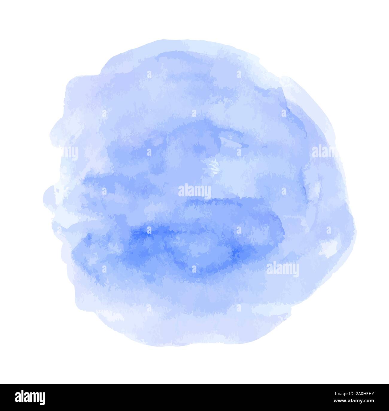 Hand drawn abstract round blue vector watercolor texture on a white ...