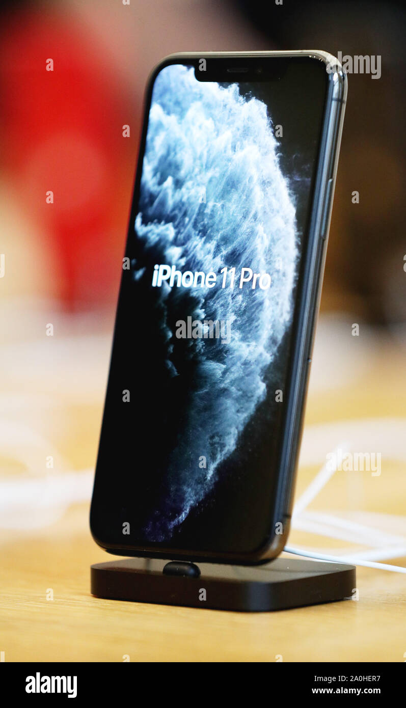 An iPhone 11 Pro on display during the Apple iPhone 11 launch at the ...