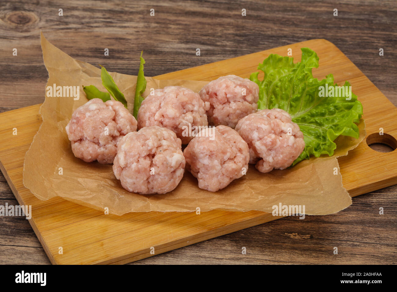 Homemade raw pork minced meatball ready for cooking Stock Photo - Alamy