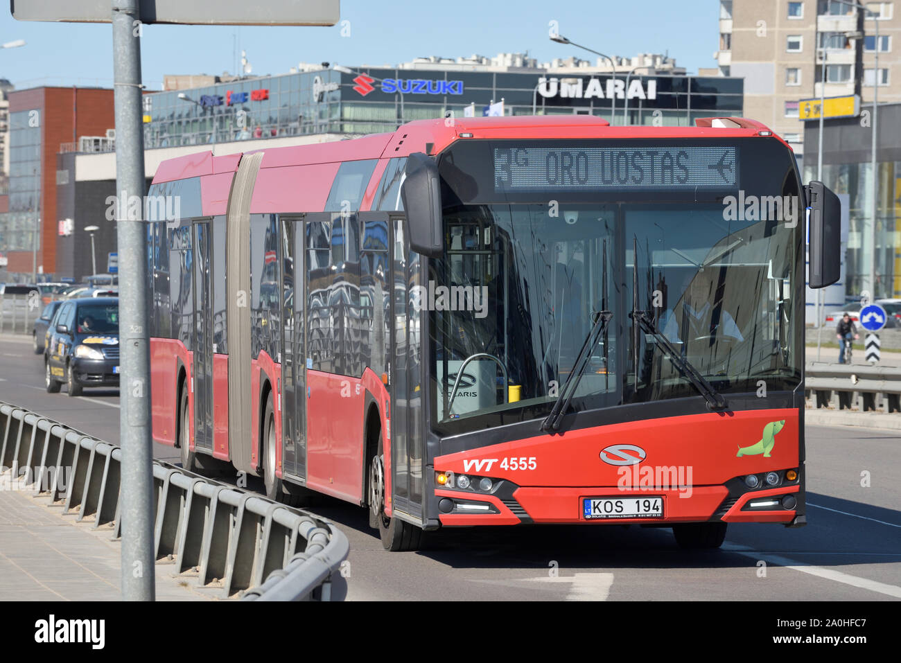 Vilnius, Lithuania - April 02: Traffic, public bus on highway road in ...