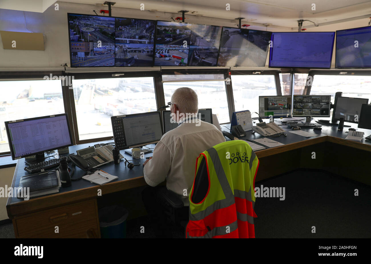 General view of inside the Terminal control room at the Port of Dover ...