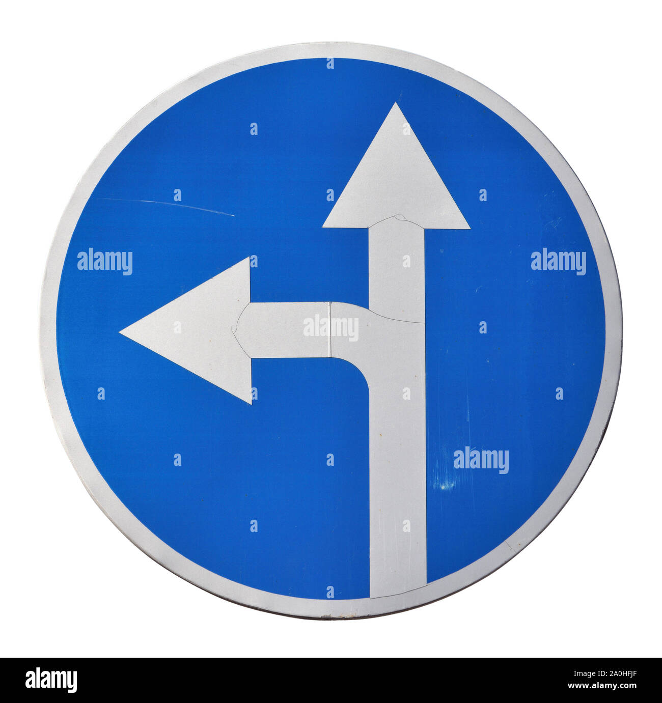 Road sign arrow blue round hi-res stock photography and images - Alamy