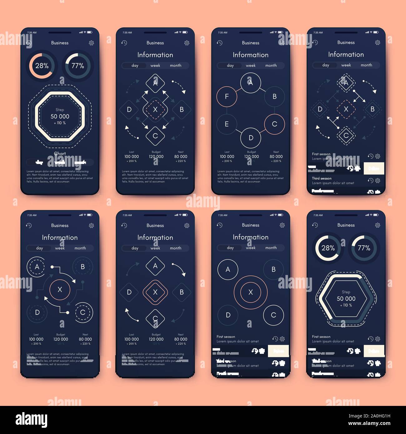 Different UI, UX, GUI screens and flat web icons for mobile apps ...