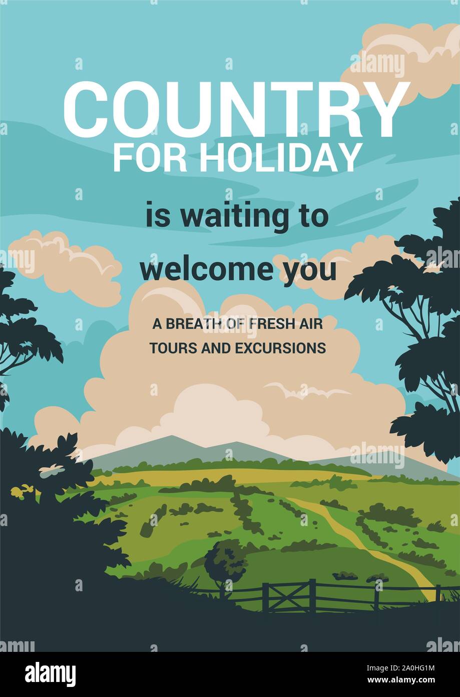 Blue travel tree field Stock Vector Images - Alamy