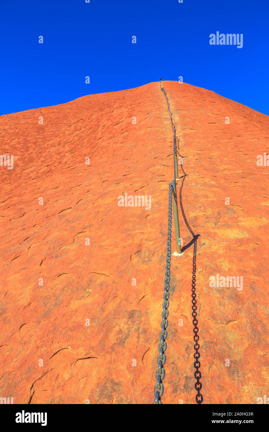 Uluru, Northern Territory, Australia - Aug 23, 2019: safety chain, 138 ...