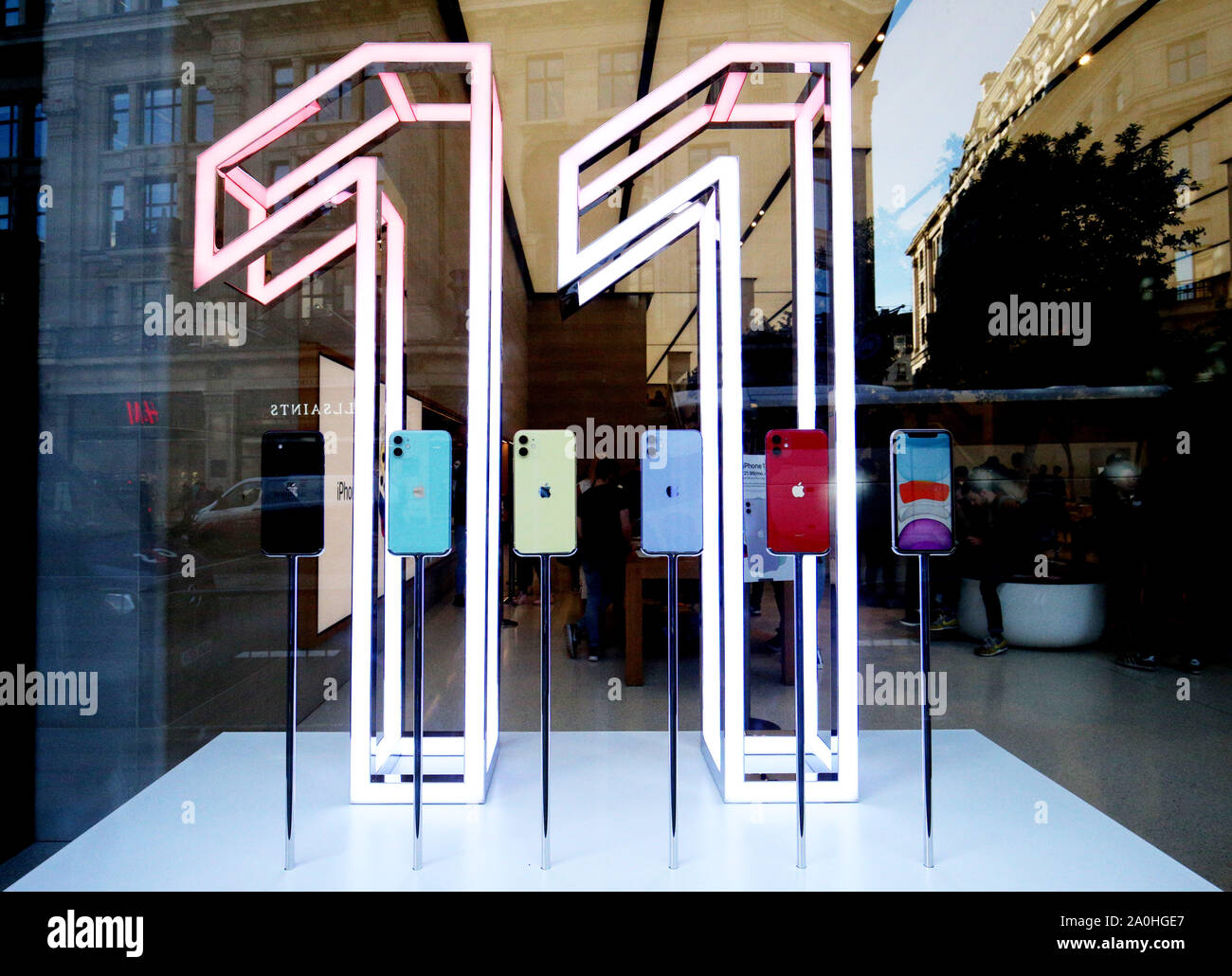 Part of the window display of iPhone 11 handsets on display for the ...