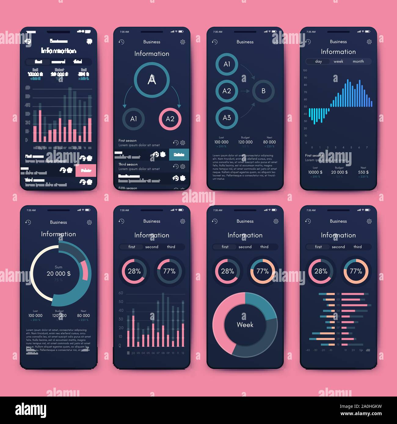 Different UI, UX, GUI screens and flat web icons for mobile apps ...