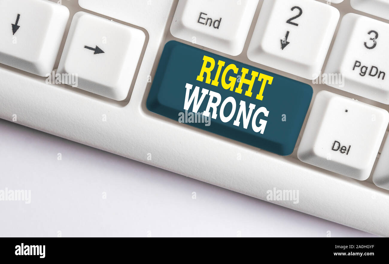 Conceptual hand writing showing Right Wrong. Concept meaning choose ...