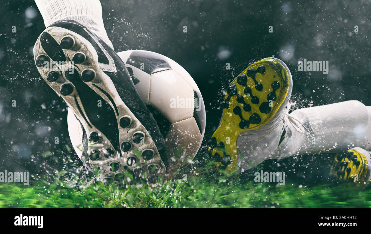 Football player stadium hitting ball hi-res stock photography and ...