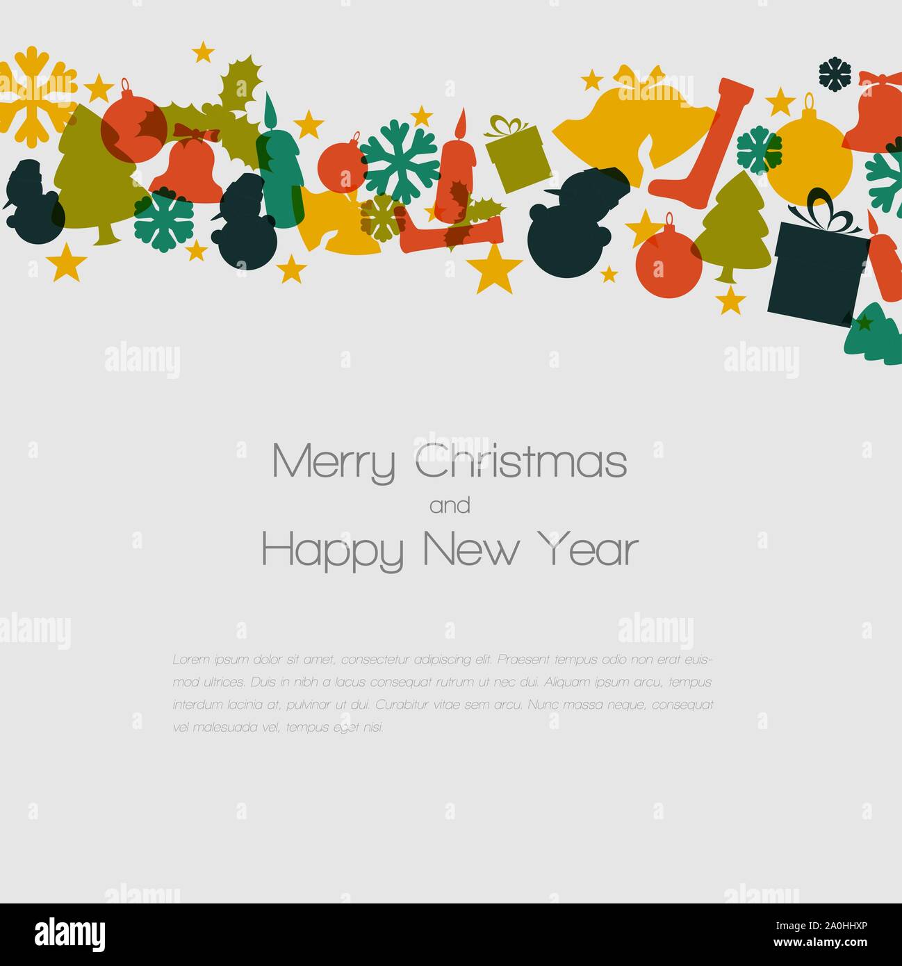 Vector Vintage vector christmas card with various seasonal shapes Stock ...