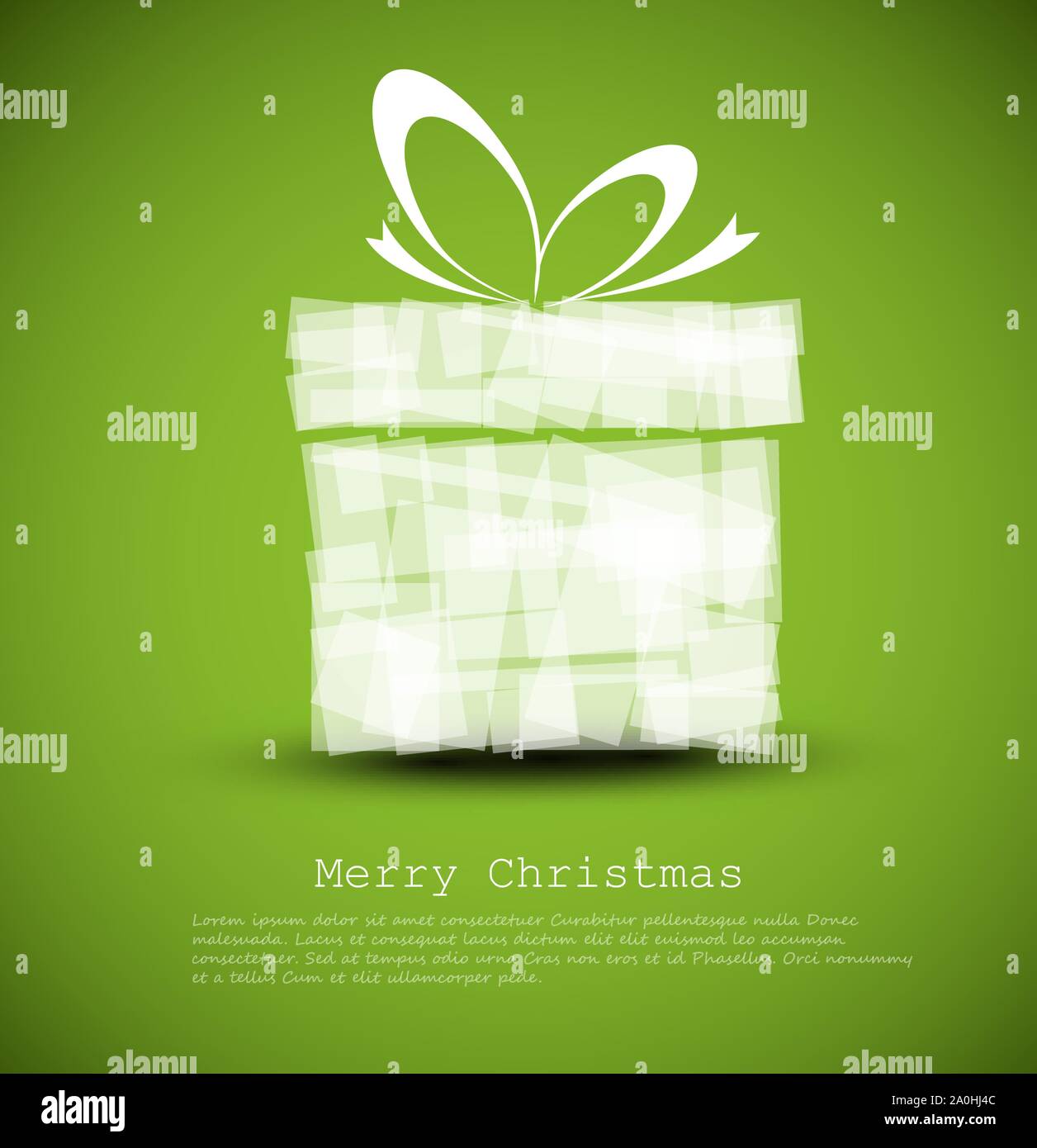 Simple green Christmas card with a gift made from rectangles Stock ...