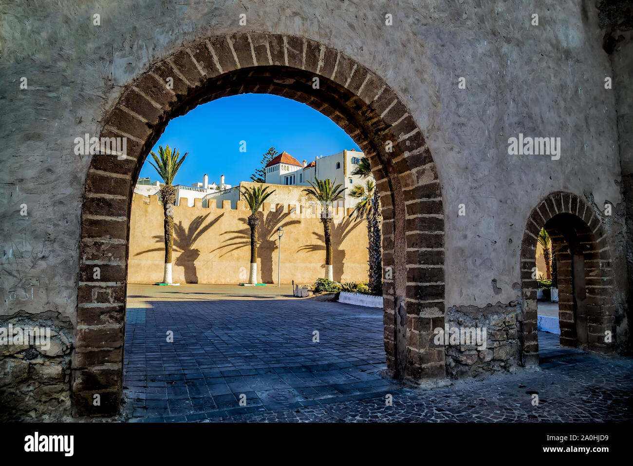 Medina entrance and the old city walls in Essaouira, Morocco.Essaouira ...