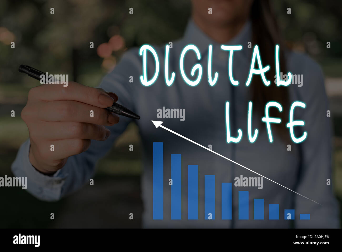 Conceptual hand writing showing Digital Life. Concept meaning Living in ...