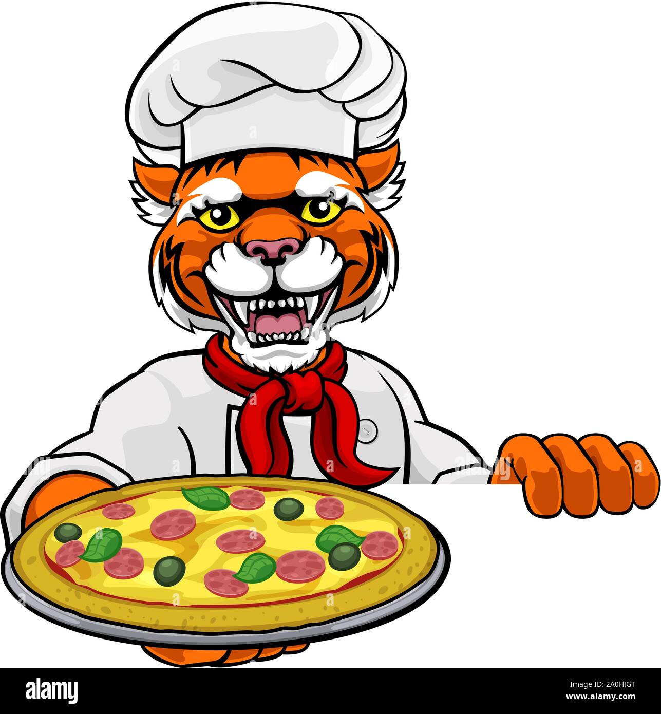 Tiger Pizza Chef Cartoon Restaurant Mascot Sign Stock Vector Image ...