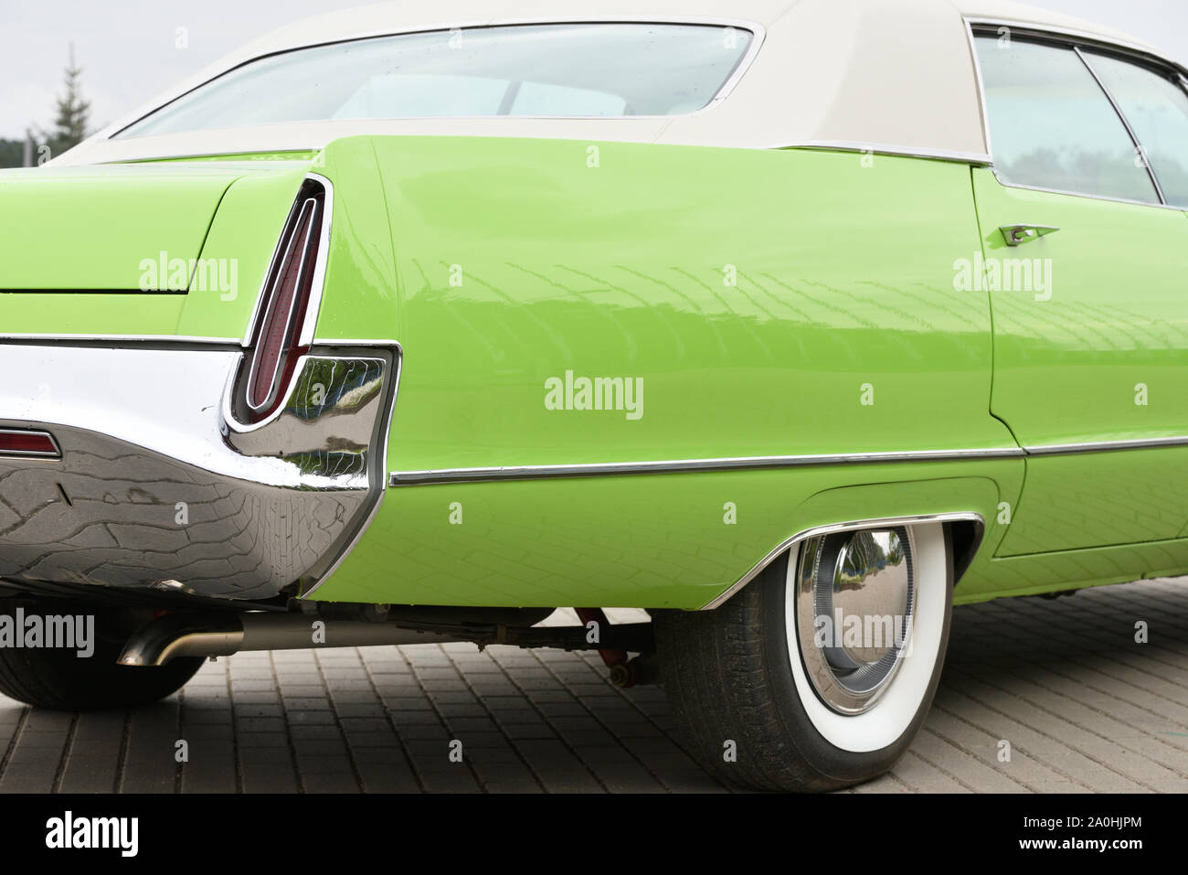 Detail of a vintage car. Close up of retro classic american car ...