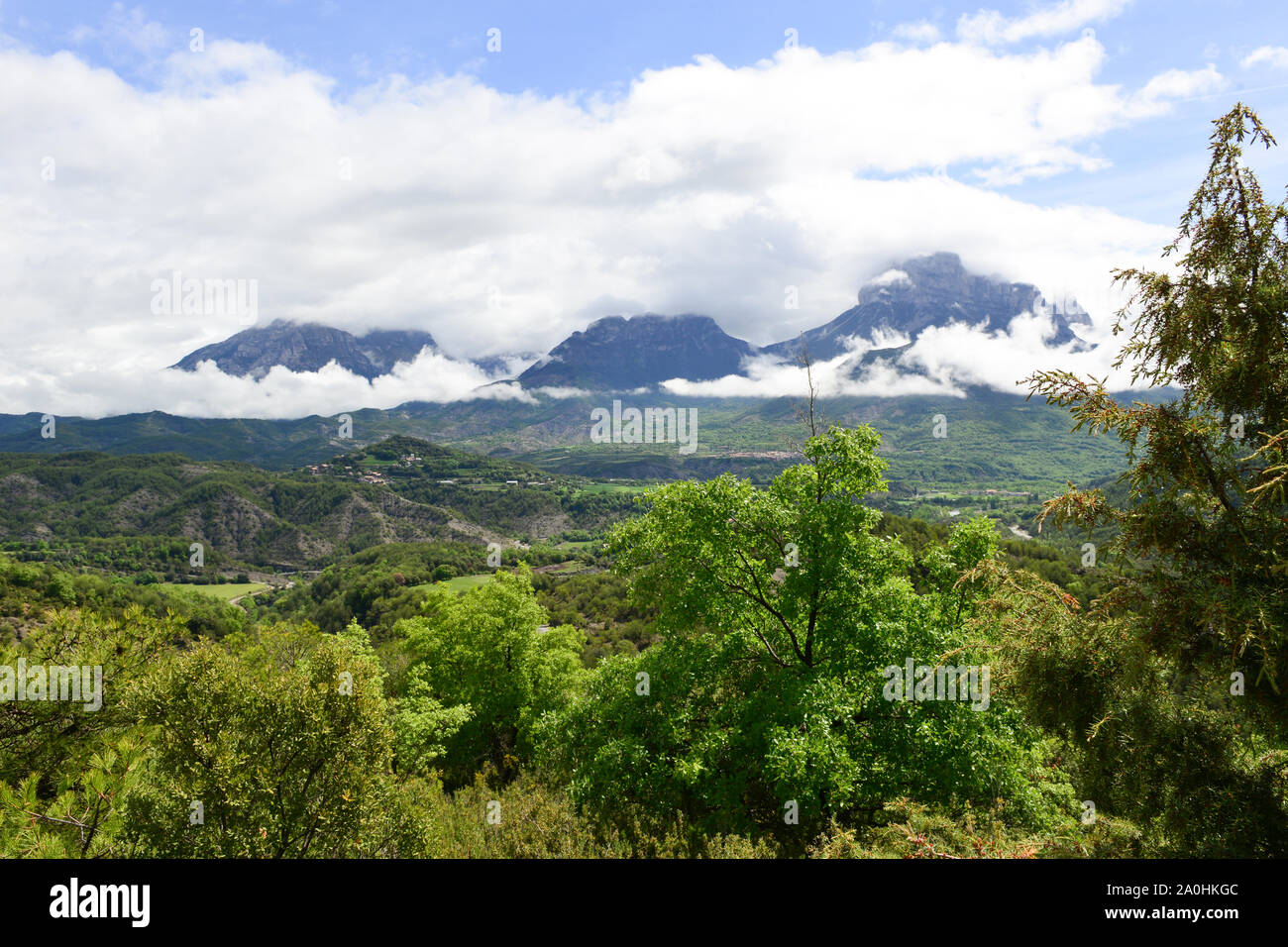 line of cloud covered mountains in the French Pyrenees Stock Photo - Alamy
