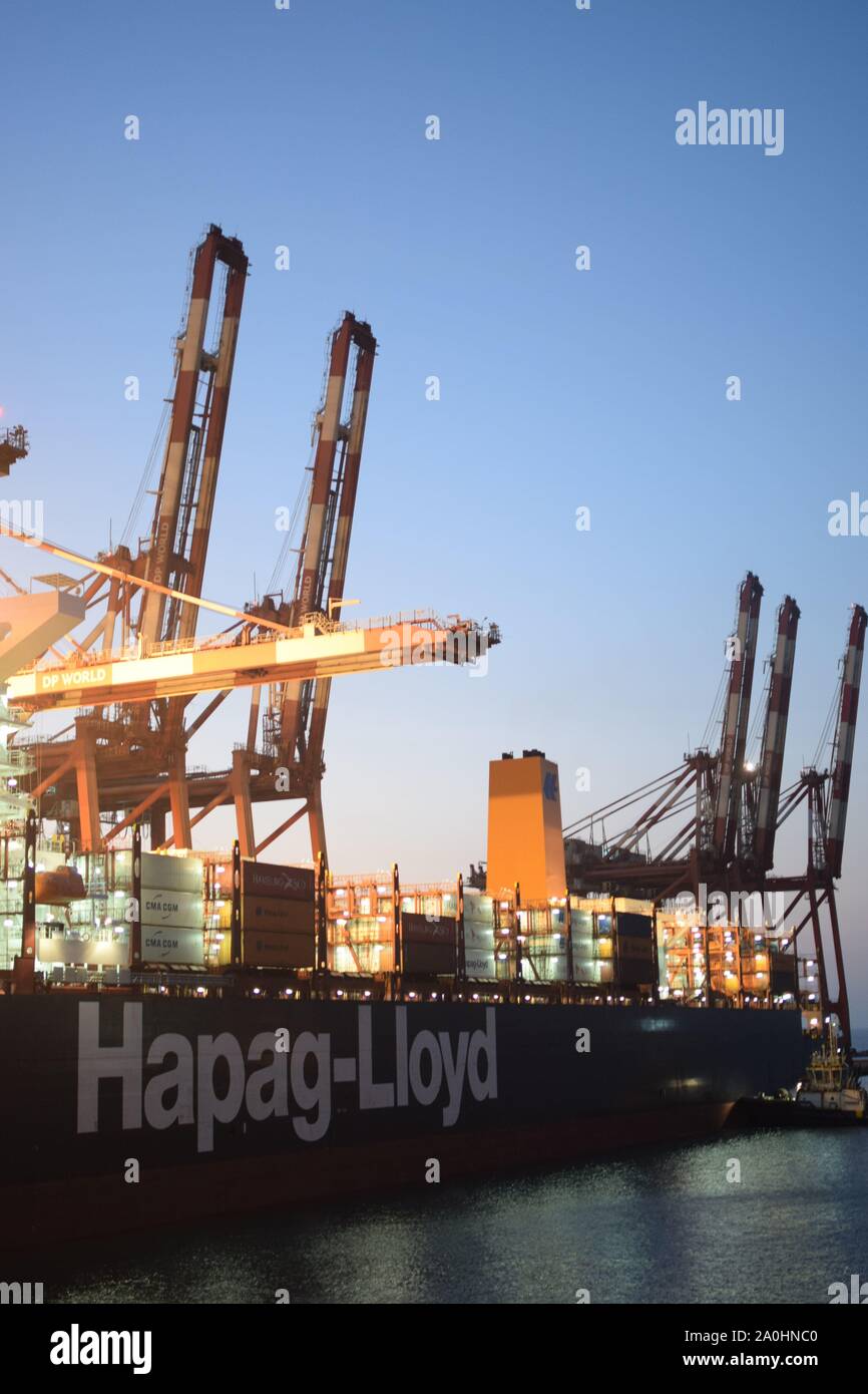 Callao, Peru. Port operation. Happag Lloyd. Container ship Guayaquil ...