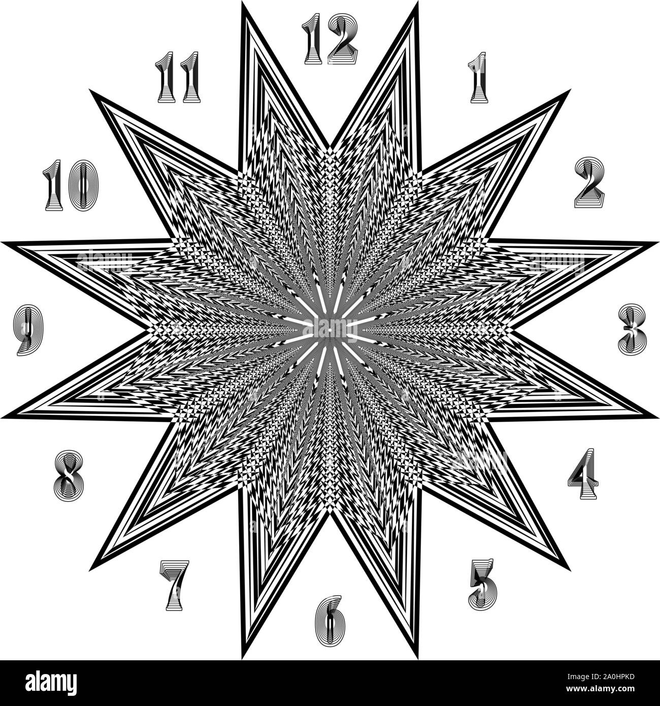 clock dial big composit numbers super stellar axes signs pointing ...