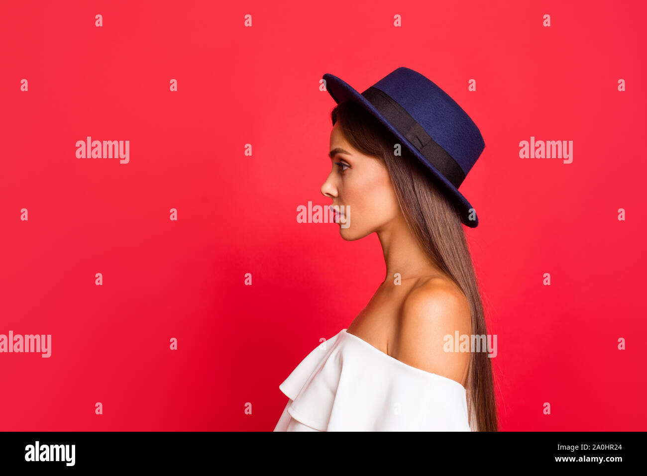 Profile side view portrait of confident content nice attractive Stock ...
