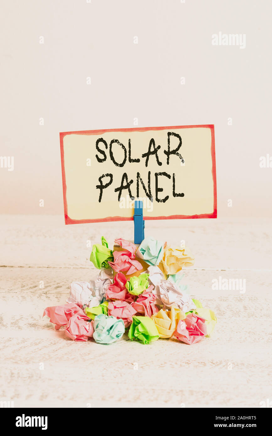 Writing note showing Solar Panel. Business concept for designed to absorb suns rays source of ...