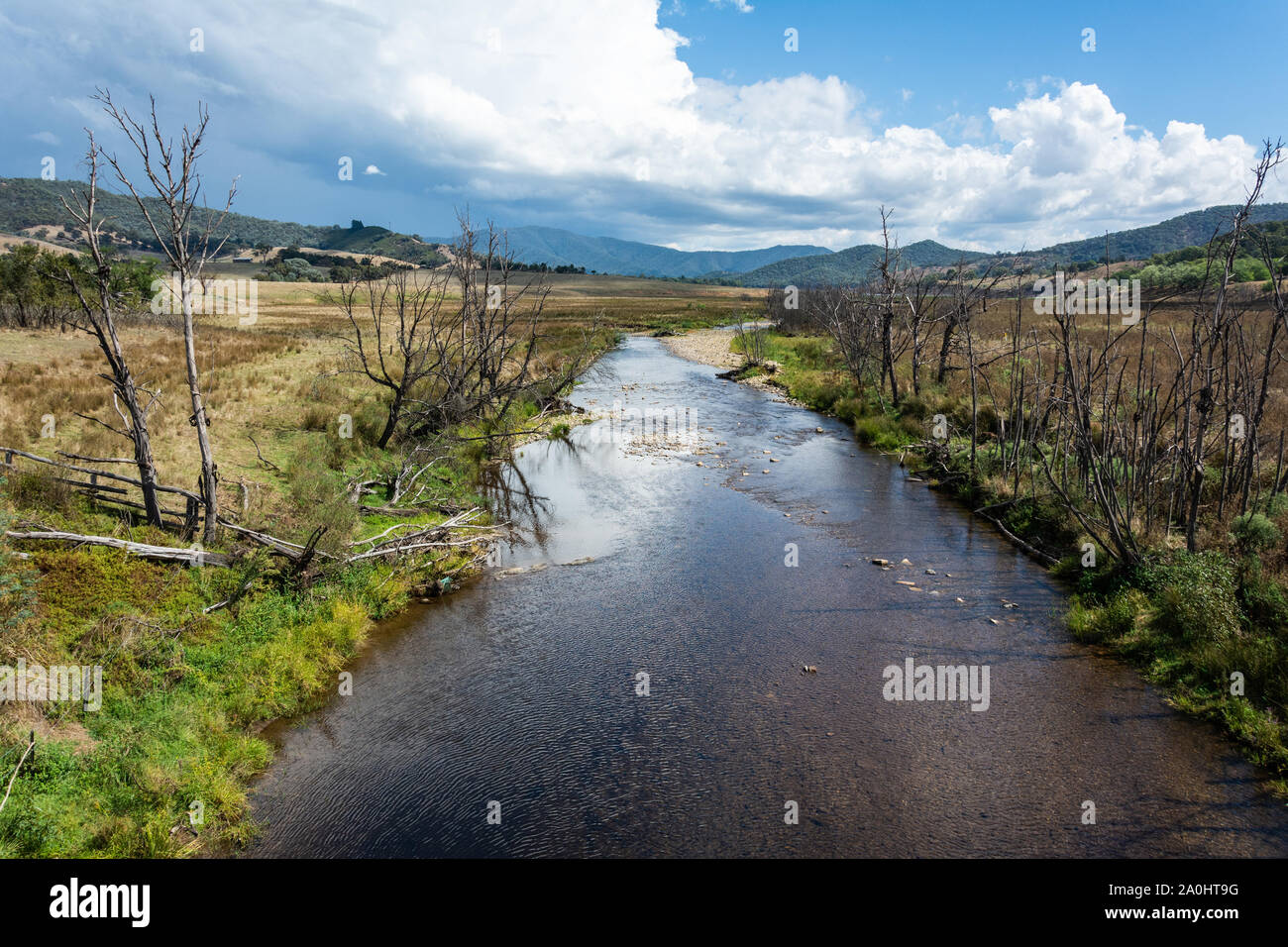 View over Howqua River in Victoria, Australia. The Howqua River, a ...