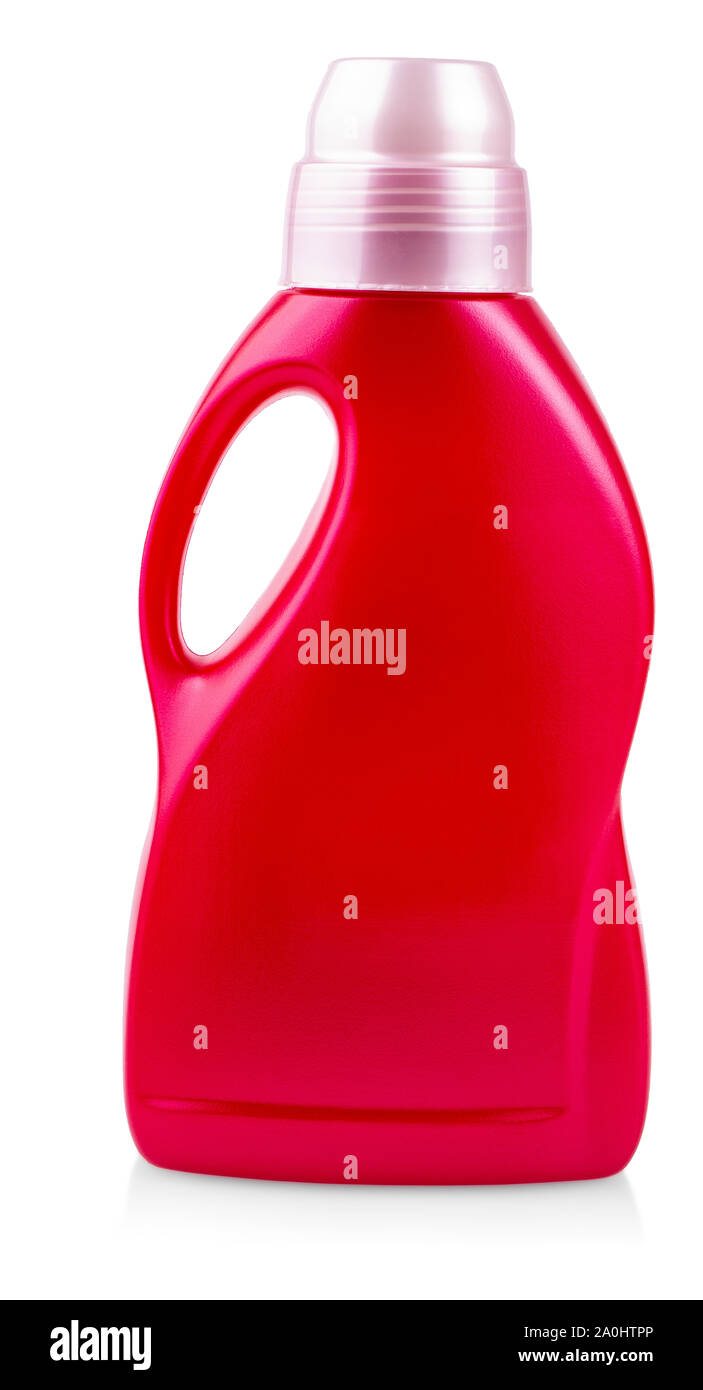 Red plastic bottle isolated on white background Stock Photo - Alamy