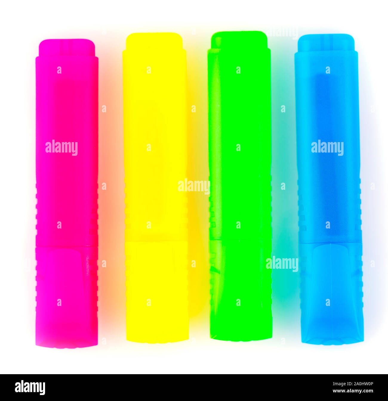 The Colored highlighters Markers isolated on white background Stock ...