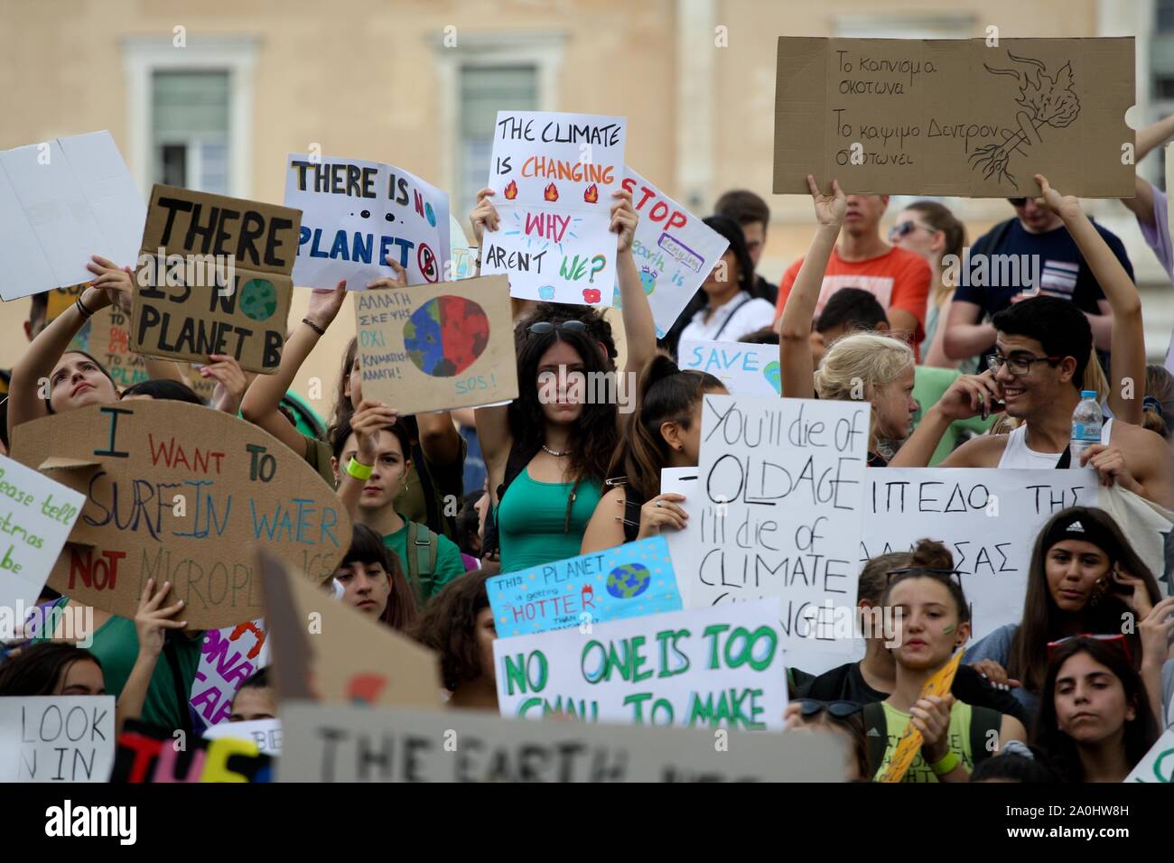 Athens, Greece. 20th Sep, 2019. Climate protesters demonstrate in the ...