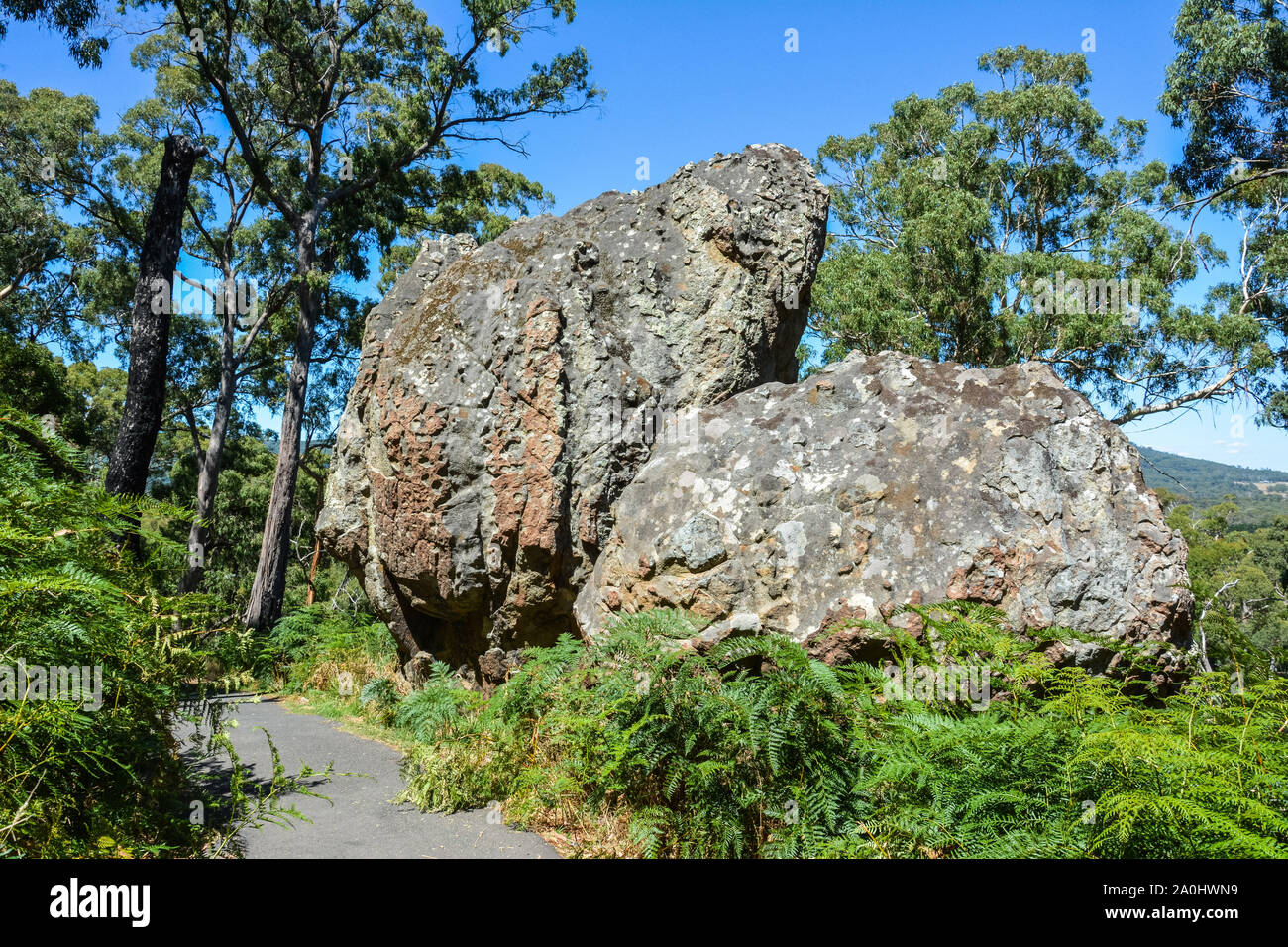 Boulders near Hanging Rock geological formation in Victoria, Australia ...