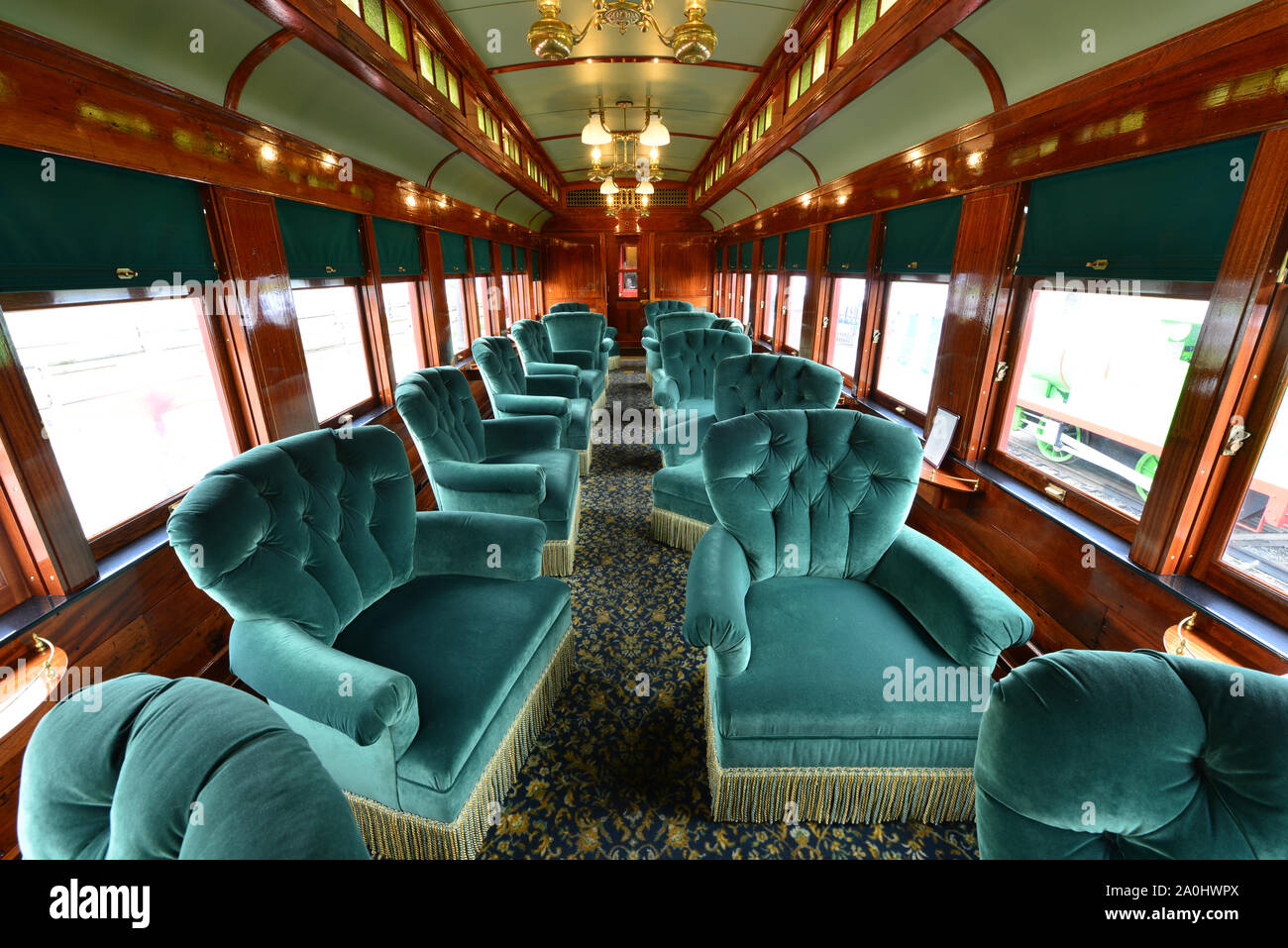 Plush seating in an American Parlour car Stock Photo - Alamy