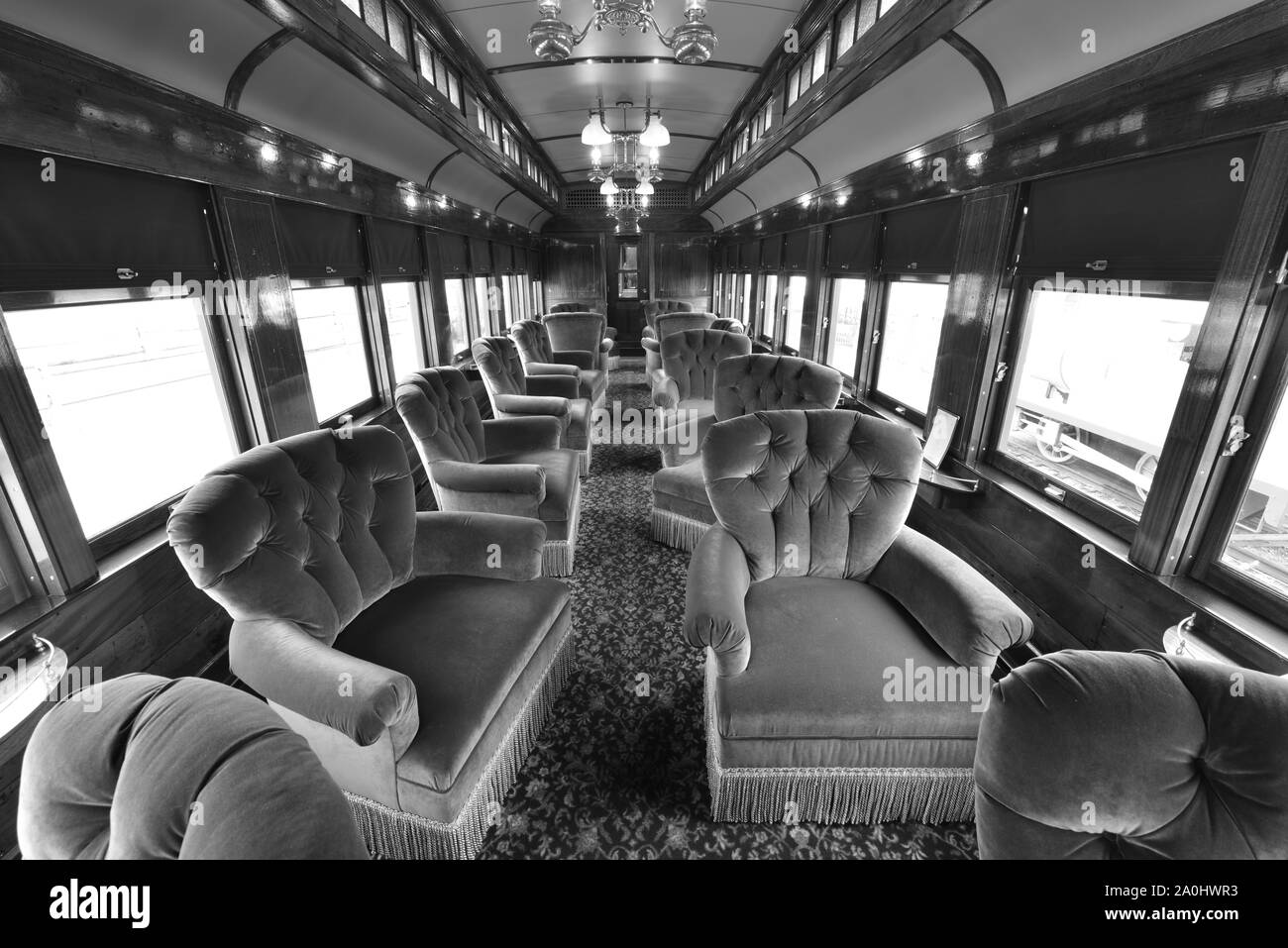 Plush seating in an American Parlour car Stock Photo - Alamy