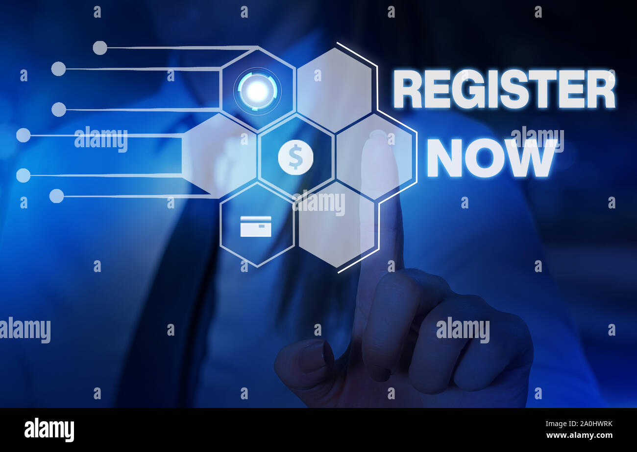 Word writing text Register Now. Business photo showcasing Name in an ...