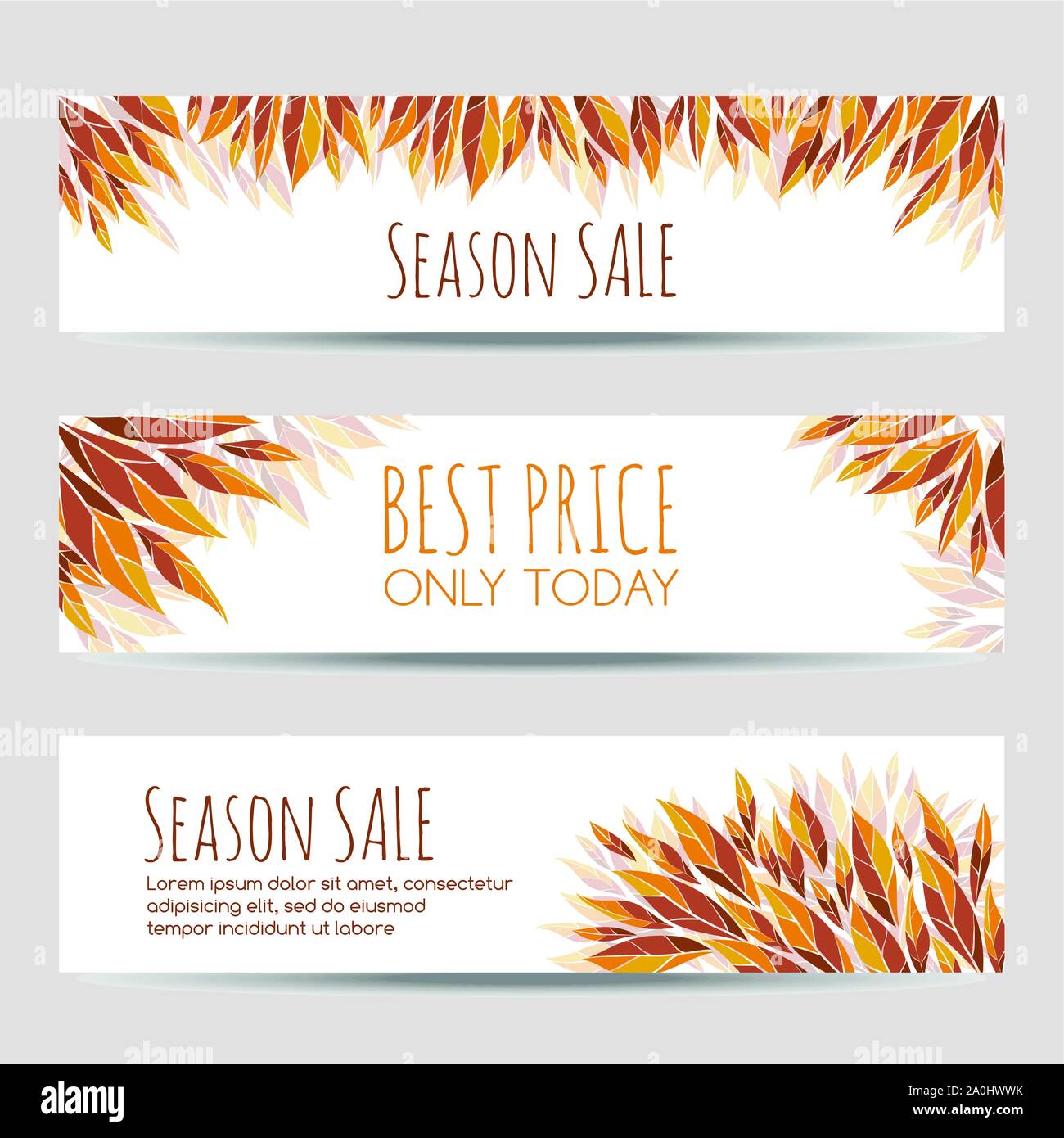 Set of vector headers, banners with autumn leaves Stock Vector Image ...