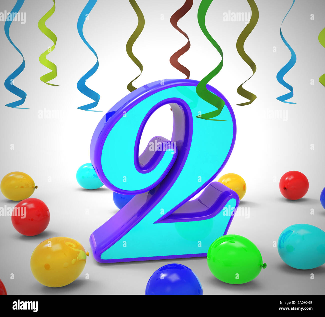 Second birthday celebration balloons shows a happy event. Celebrating ...