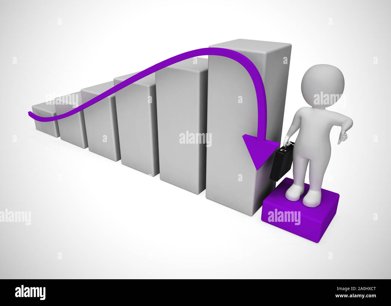 Down arrow on graph means unsuccessful business depression and Crisis ...