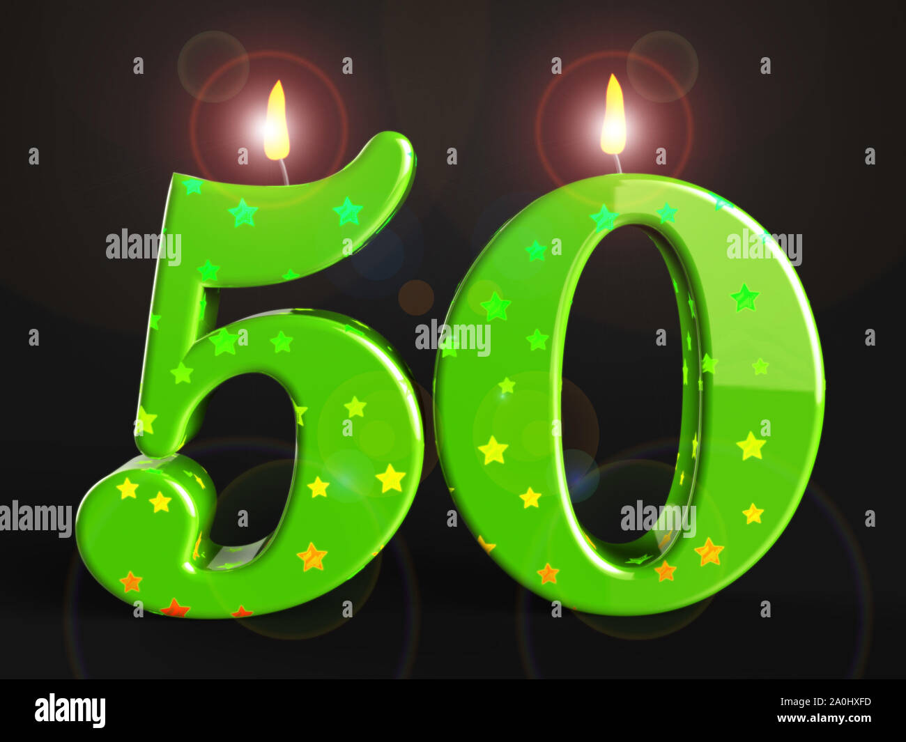 Fiftieth birthday celebration candles shows a happy event. Celebrating ...