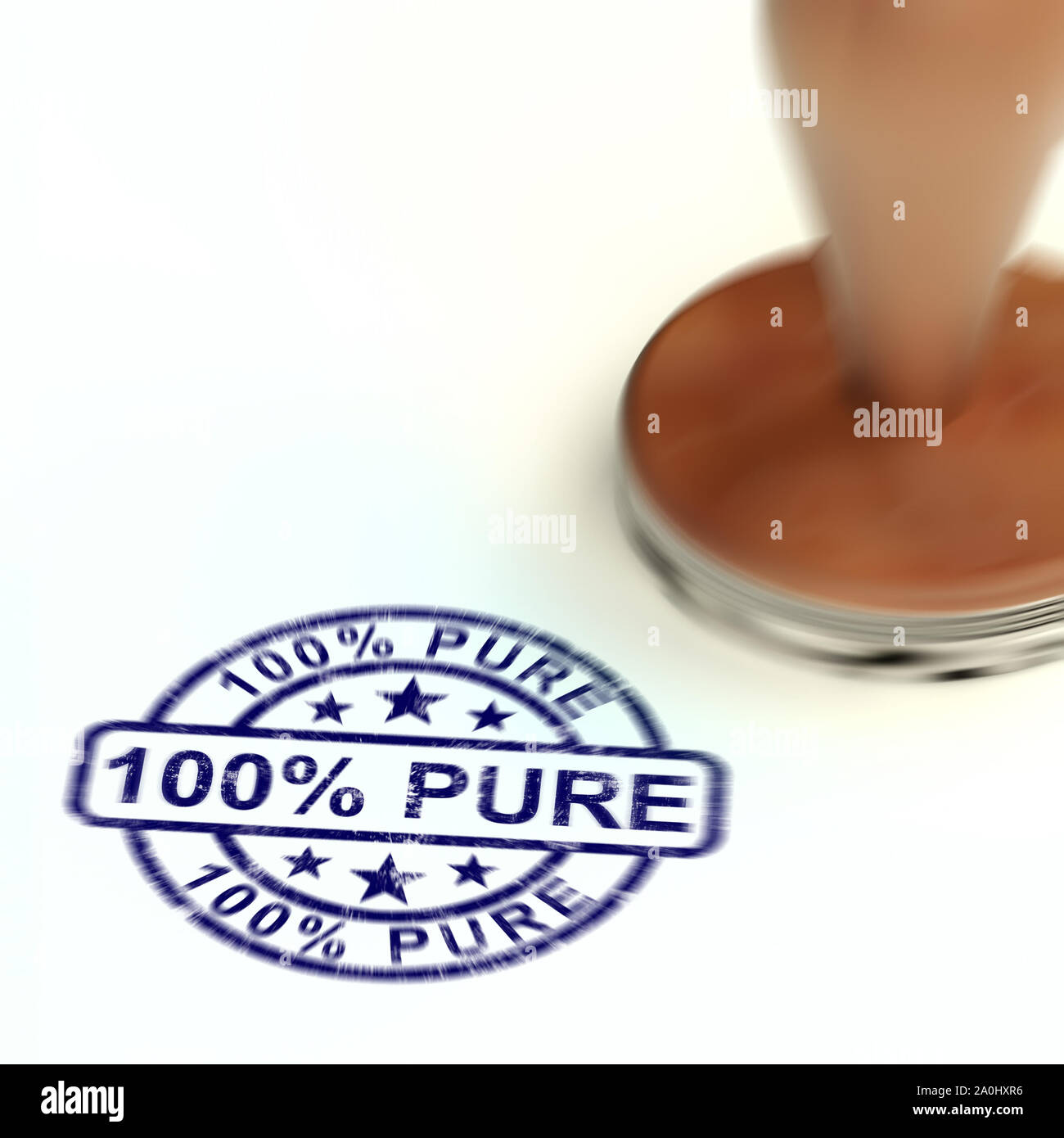 100% pure stamp means completely certified natural. One hundred percent ...
