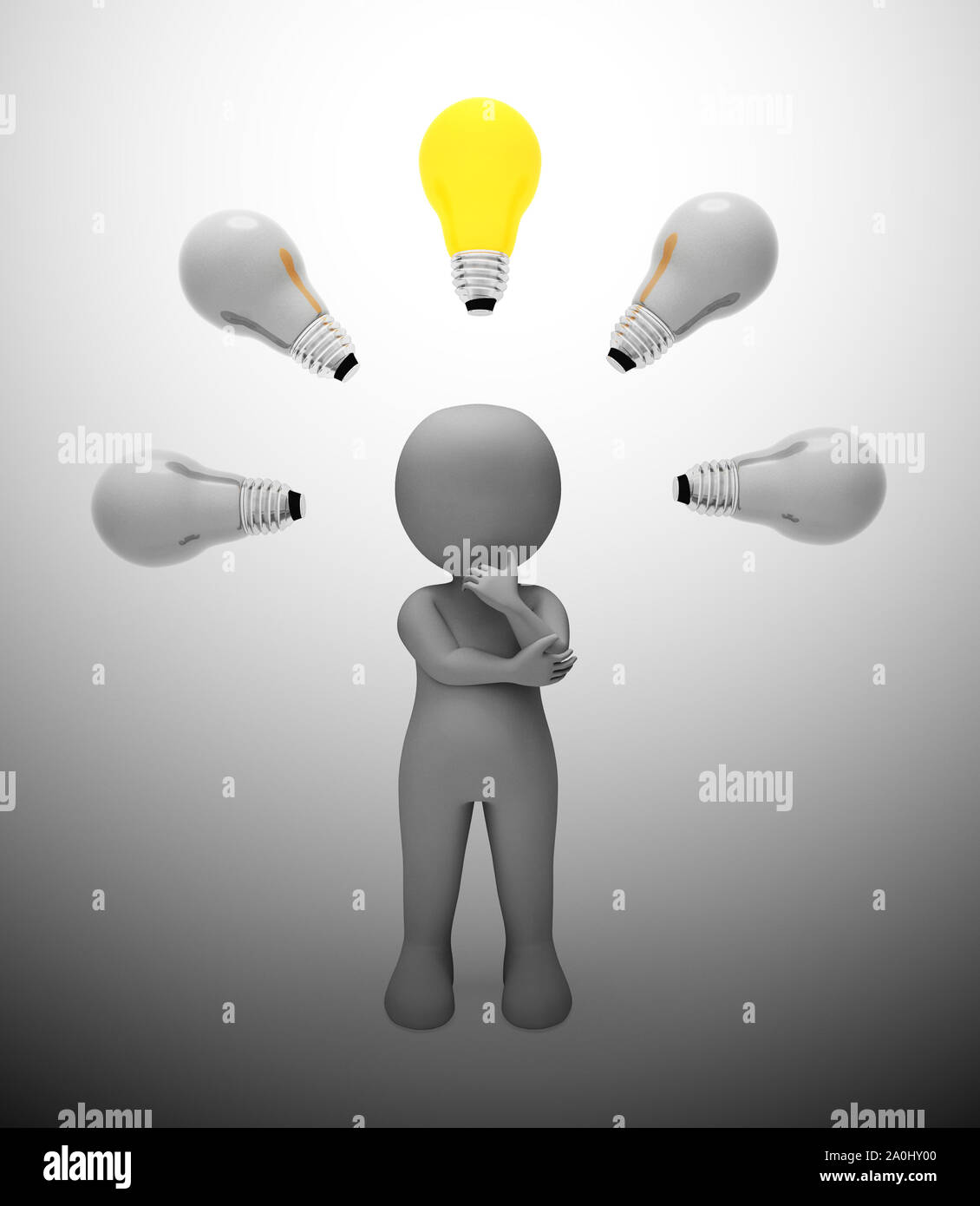 Ideas and inspiration concept depicted by a light bulb. Brainstorming ...
