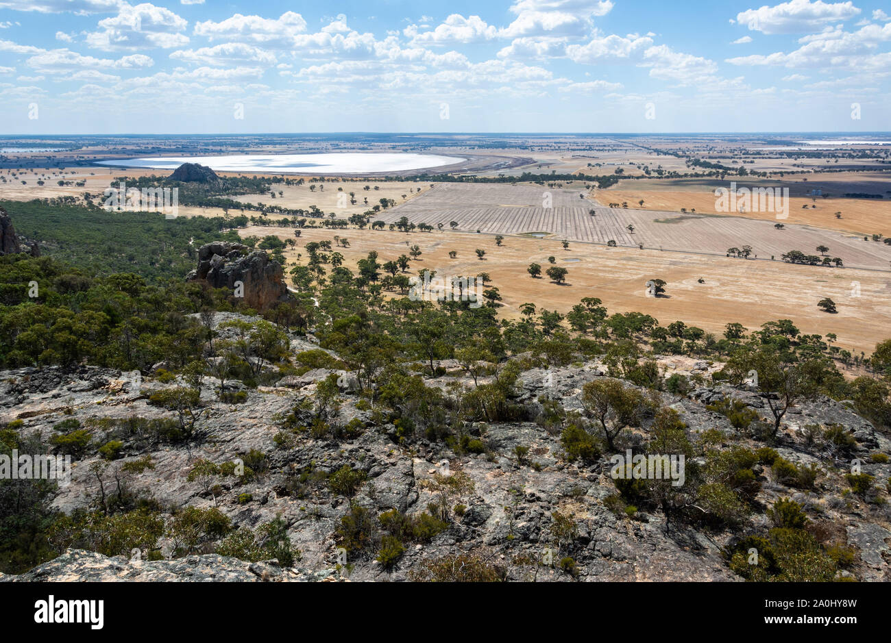 View from the summit of Mount Arapiles in Victoria, Australia, toward ...