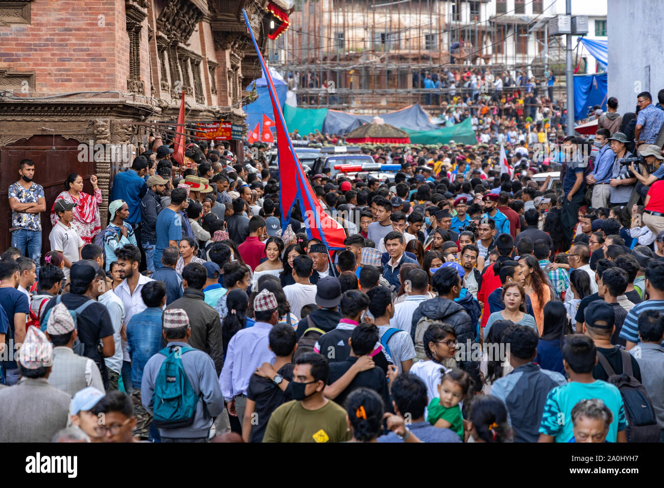 Crowd of people gathers to watch and celebrate Indra Jatra Festival ...