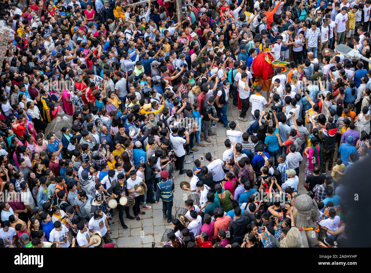 Crowd of people gathers to watch and celebrate Indra Jatra Festival ...