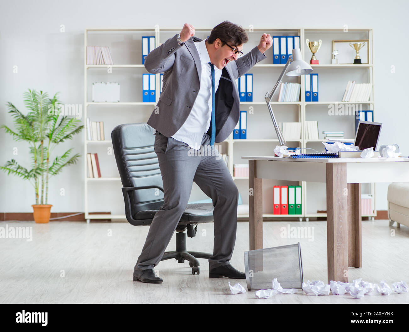 The angry businessman shocked working in the office fired sacked Stock ...