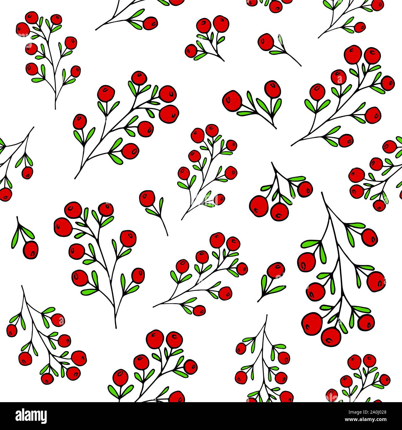 Green branch red berries Stock Vector Images - Alamy