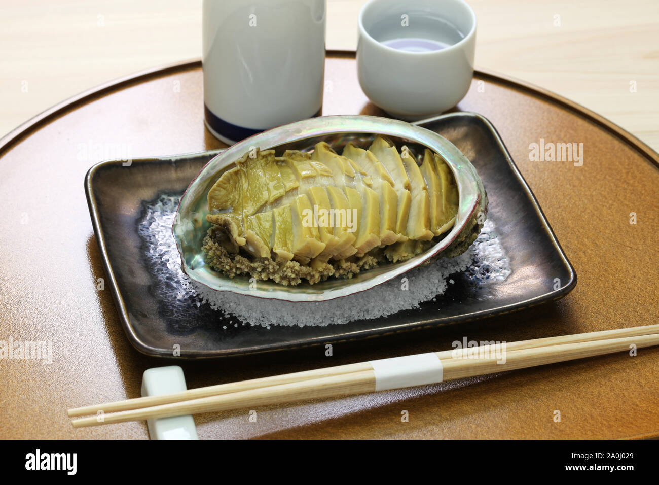 steamed abalone with sake, awabi no sakamushi, japanese cuisine Stock ...