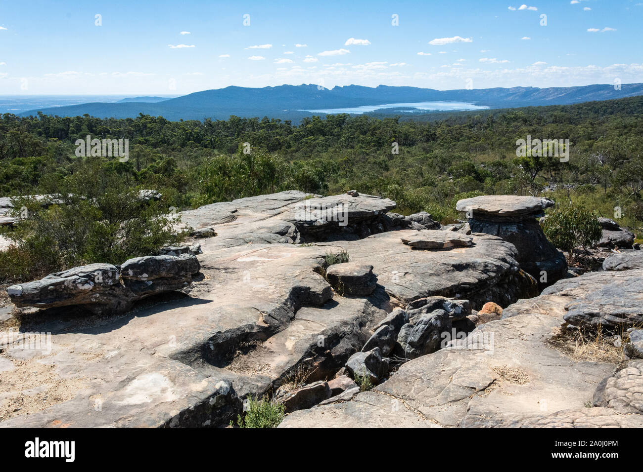 Rocky landscape near Reed Lookout in the Grampians region of Victoria ...