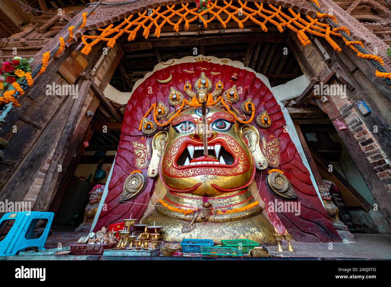 Mask of Swet Bhairav put on display during Indra Jatra Festival Stock ...