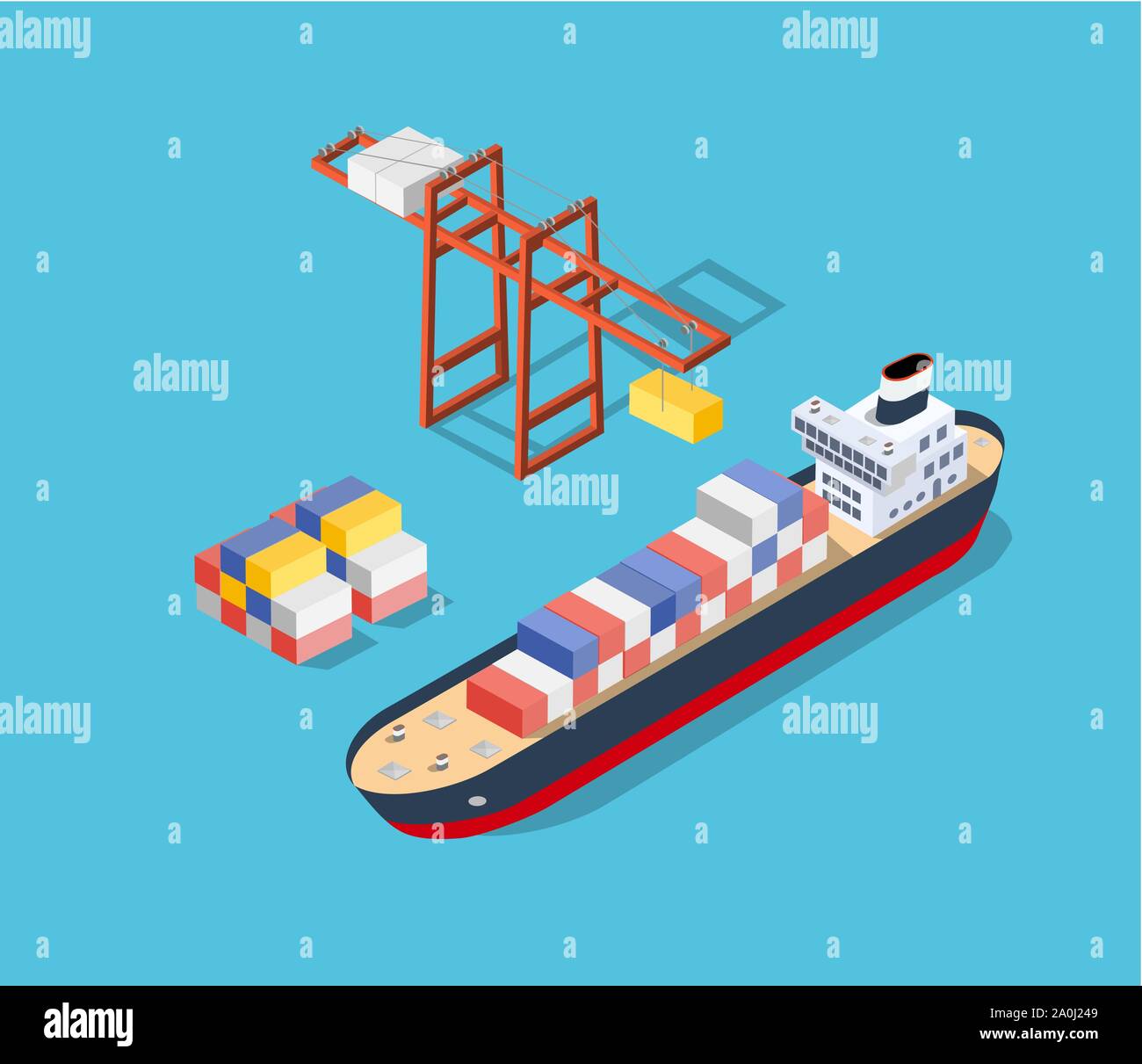 Isometric ship cargo Stock Vector Image & Art - Alamy