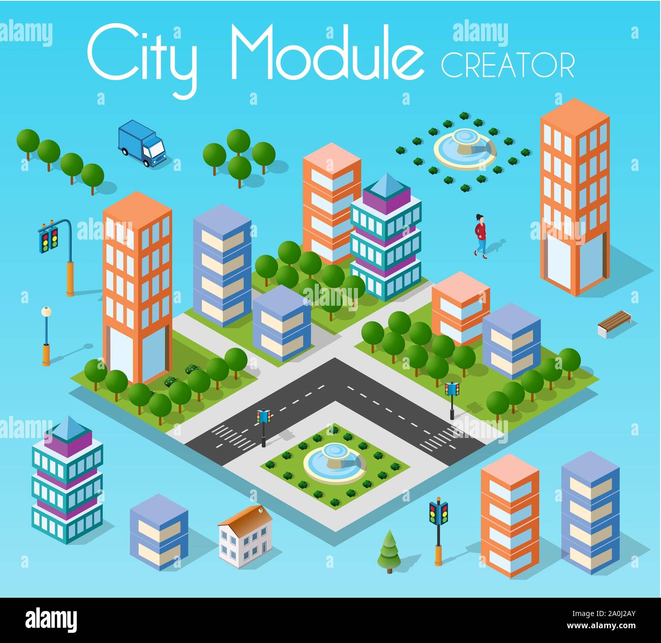Isometric set module city Stock Vector Image & Art - Alamy