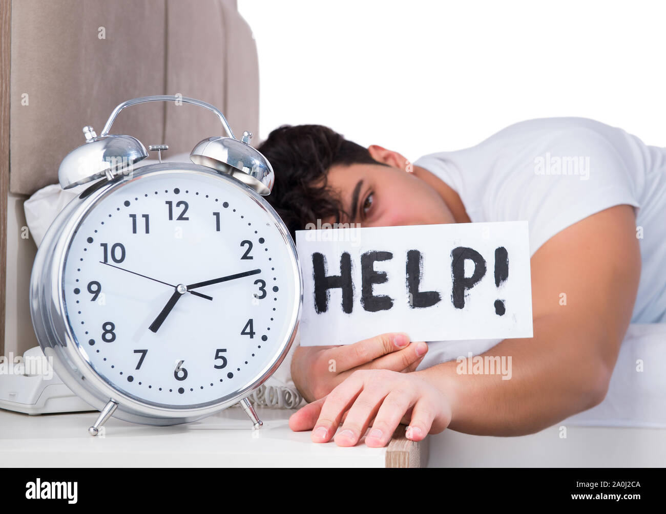 The man in bed suffering from insomnia Stock Photo - Alamy