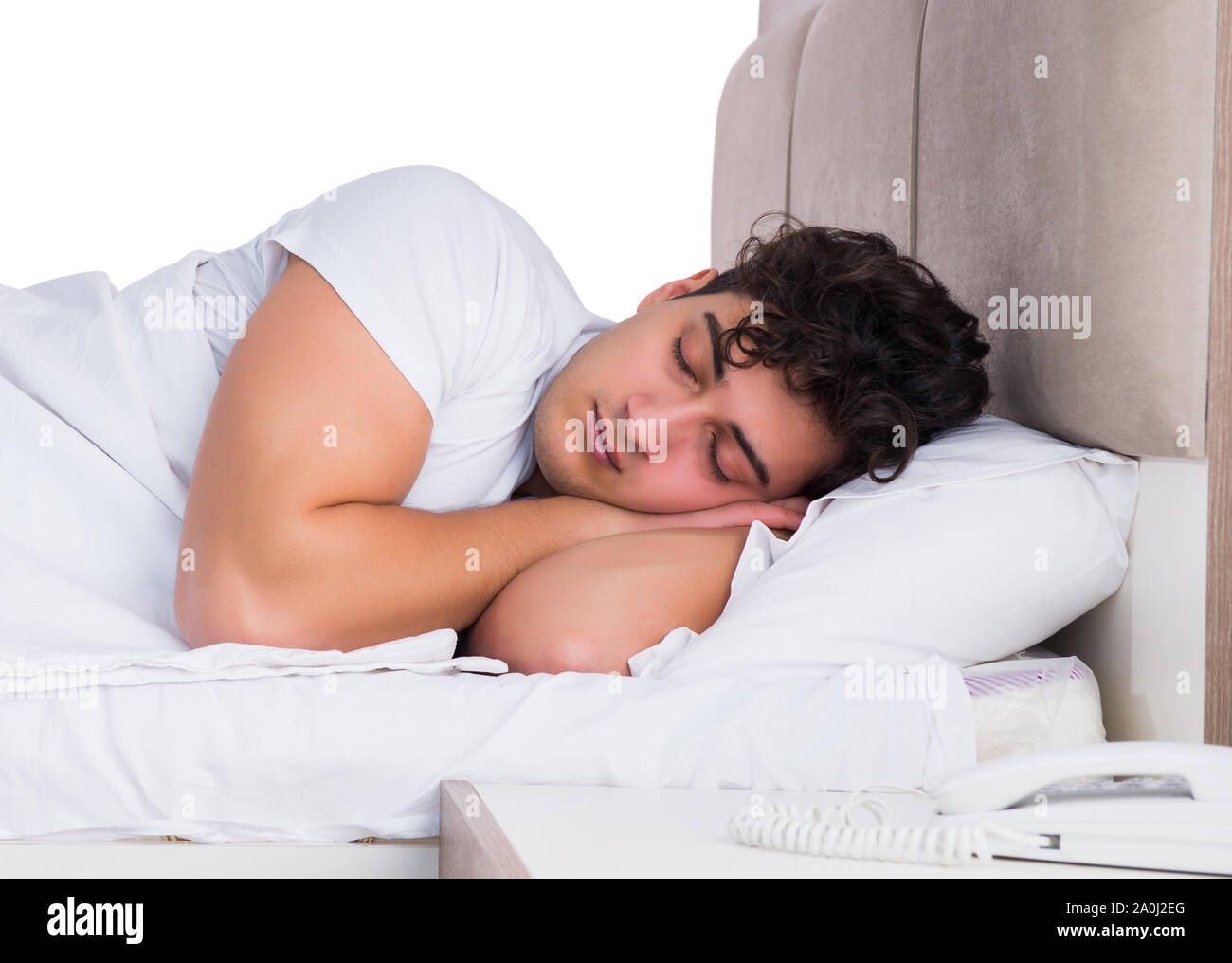 The man in bed suffering from insomnia Stock Photo - Alamy